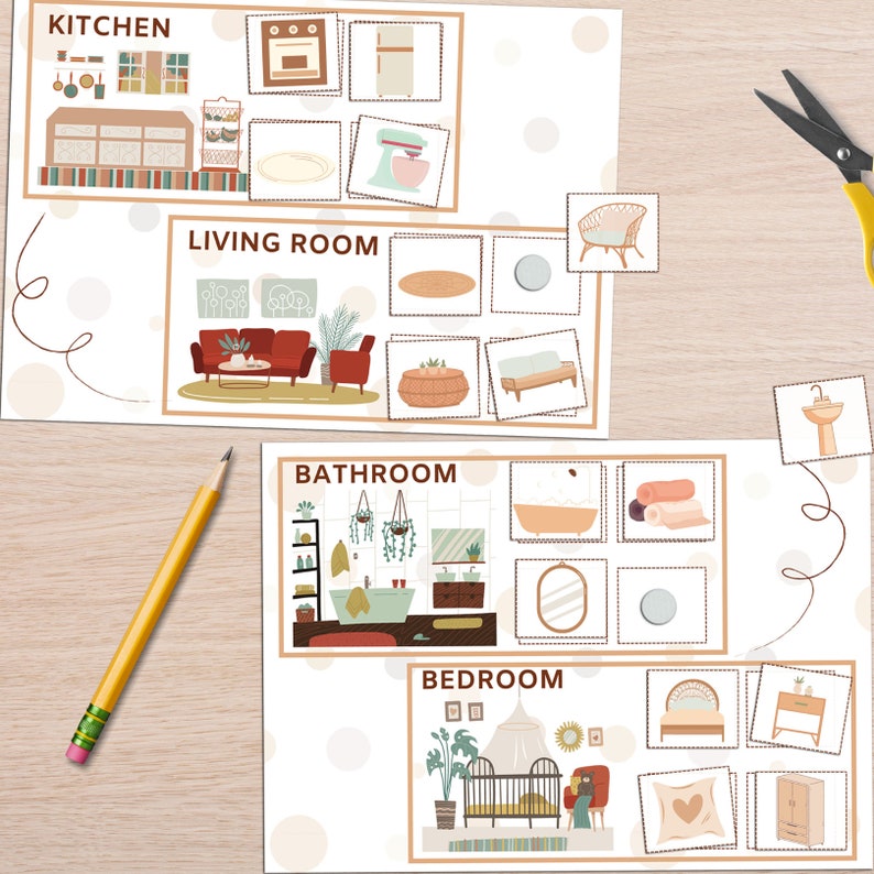 Montessori House & Furniture Flashcards: English Vocabulary Activity ...