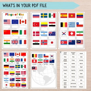 Flags of the World Learning Activity: Montessori Geography Kit (digital ...