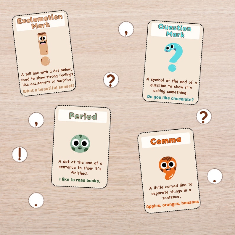 Punctuation Marks Activity Worksheets: Early Grammar, Montessori ...