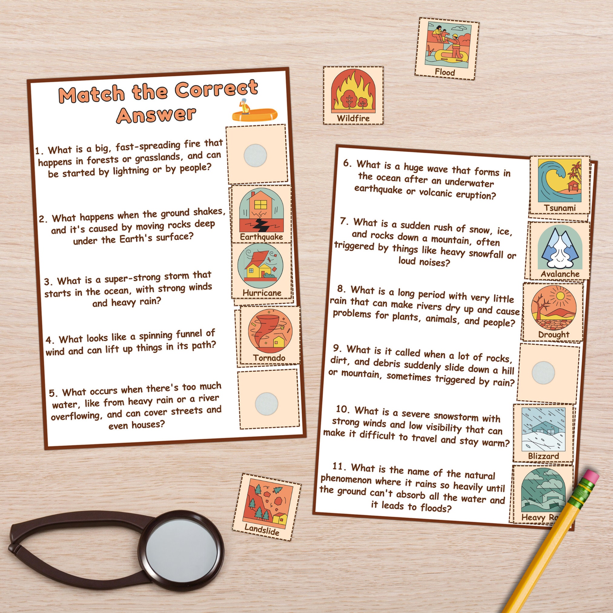 Natural Disasters Learning Kit: Weather Science Flashcards, Montessori ...