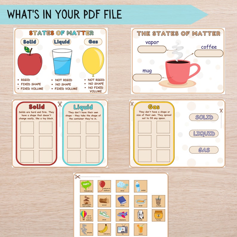 States of Matter Kids Activity: Solid, Liquid, Gas - Early Science (PDF ...