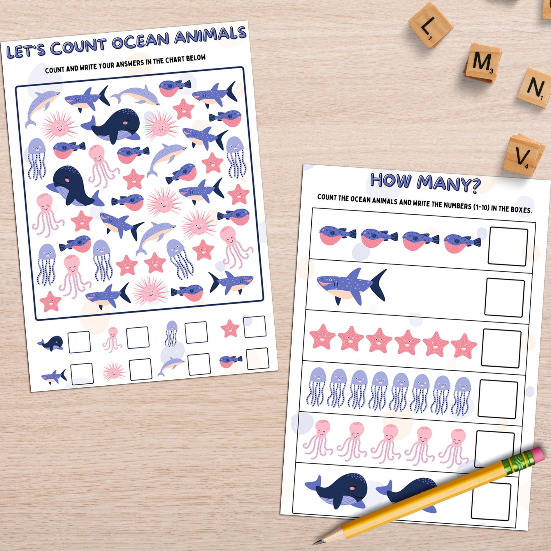 Ocean Animals Activity & Flashcards Under the Sea Worksheets - Etsy