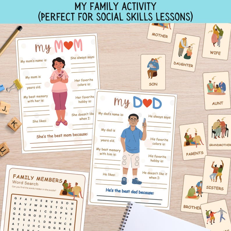 Family Activity Lesson: Flash Cards, Draw My Family (PDF Download A4 ...