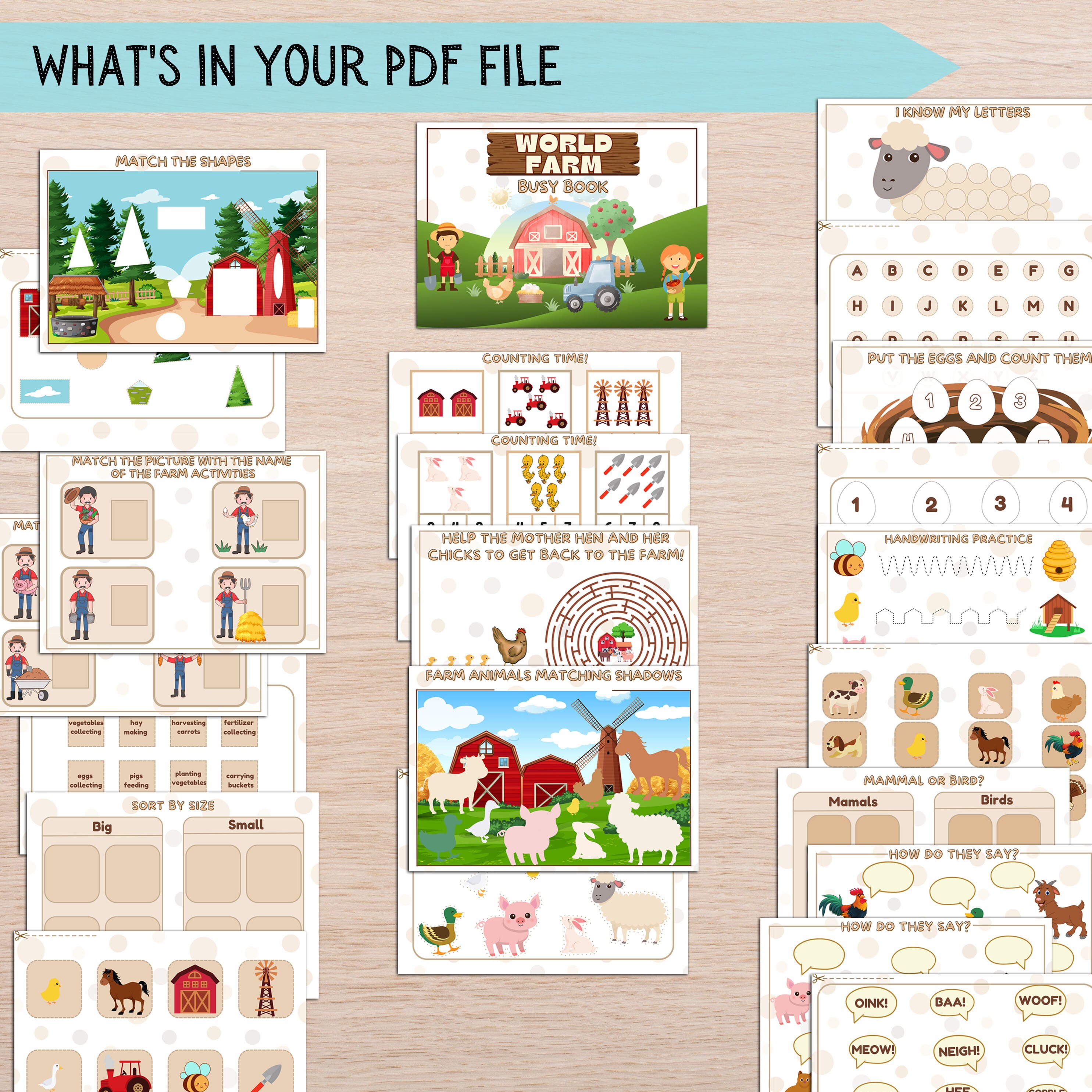 Farm Animals Busy Book, Farm Life Learning Binder, Toddler Animal ...