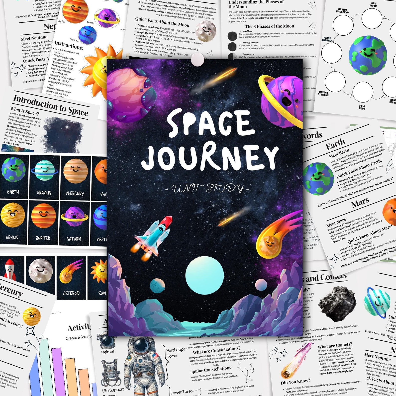 Space Unit Study for Kids | Planets, Moon Phases, Astronauts & Solar ...