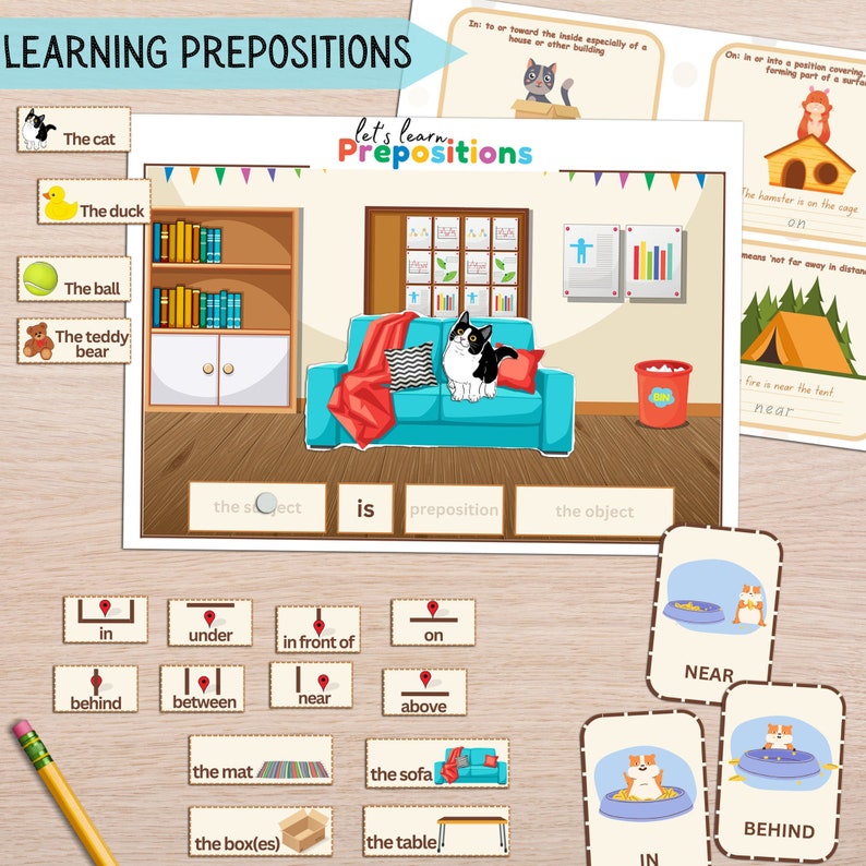 Interactive Preposition Activity Prepositions Flashcards - Etsy