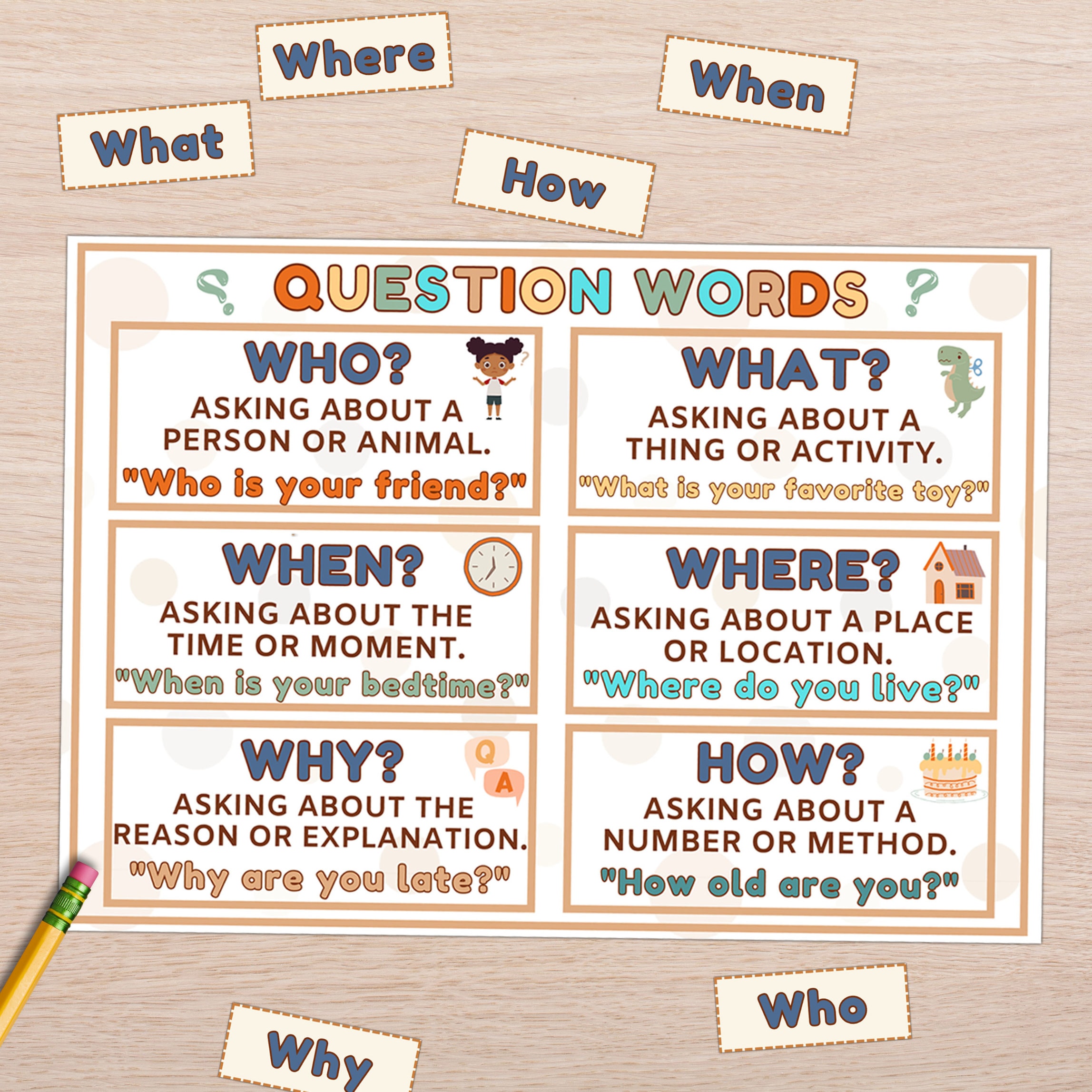 WH Question Words Activity: Grammar Exercises, Homeschool (PDF Download ...