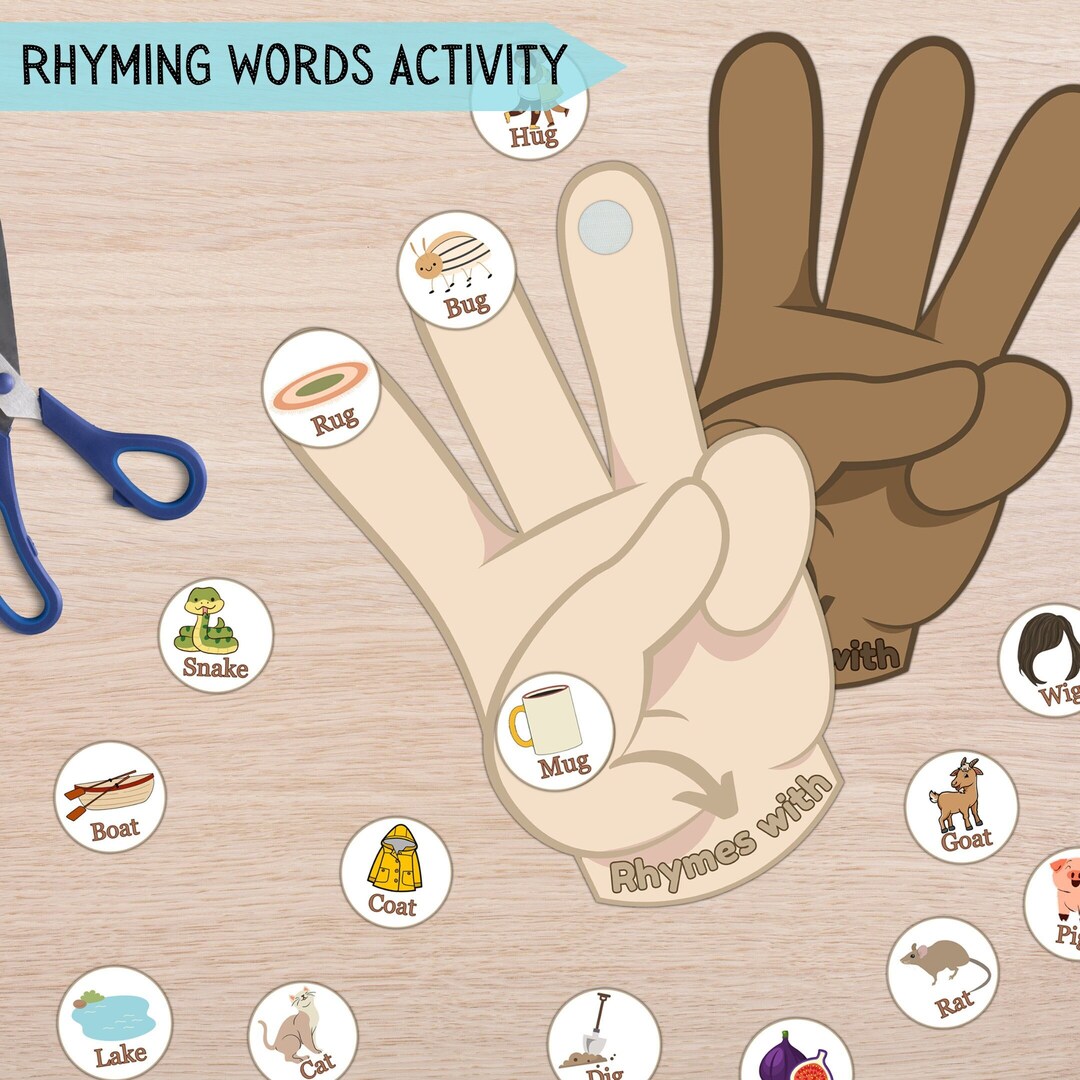Rhyming Words Activity for Kids, Phonological Learn, Rhyming Pairs ...