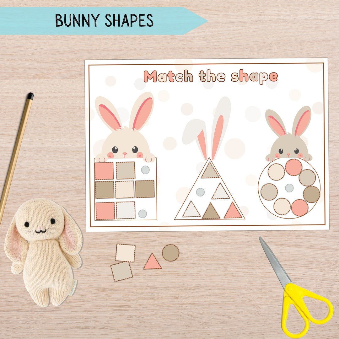 Bunny Shape Matching, Easter Busy Book Page, Preschool Learning Binder ...