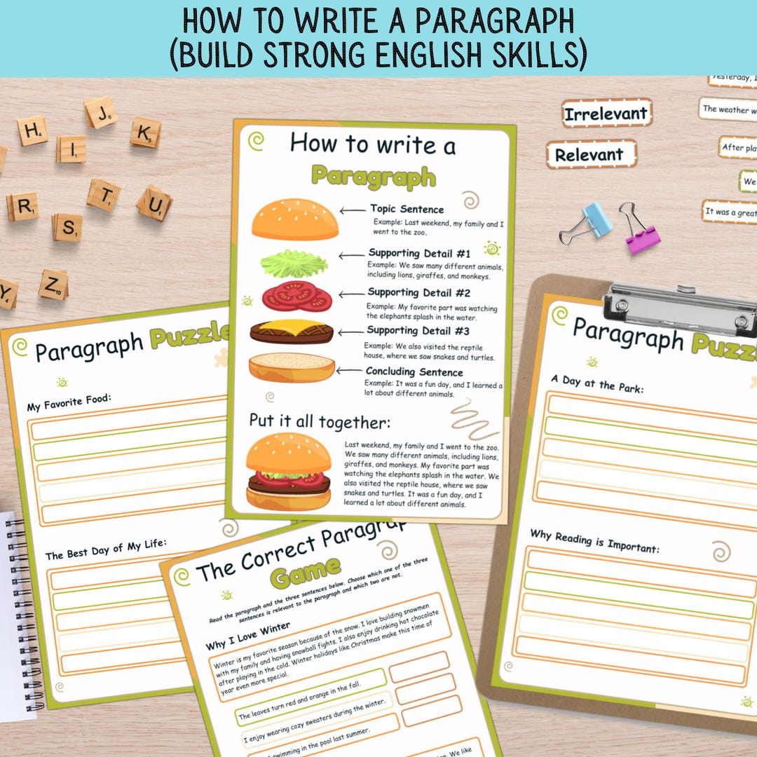 Paragraph Writing Lesson: Hamburger Model, Elementary Writing Game (PDF ...