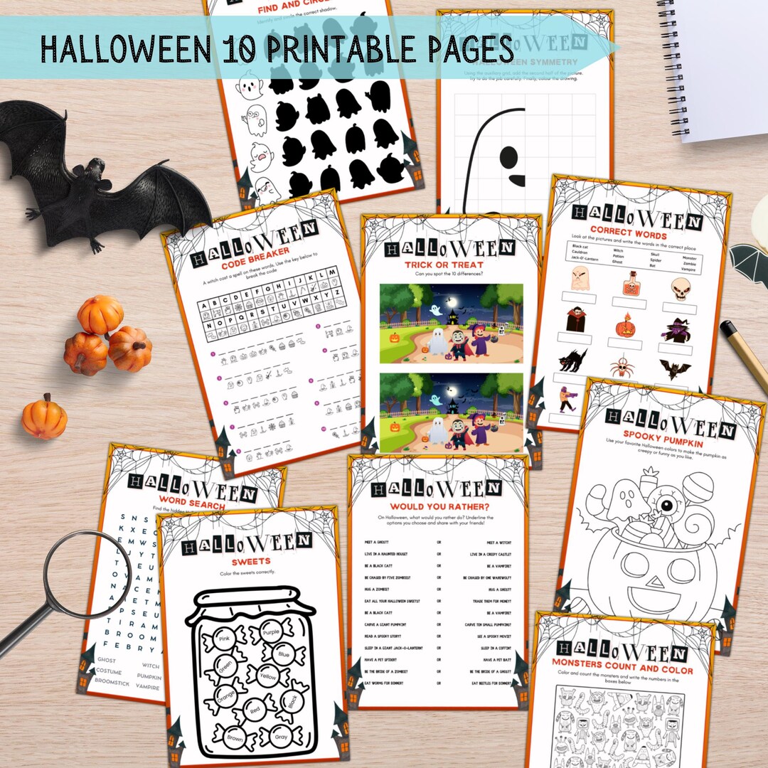 Halloween 10 Printable Pages Bundle Book Halloween Activities Halloween ...