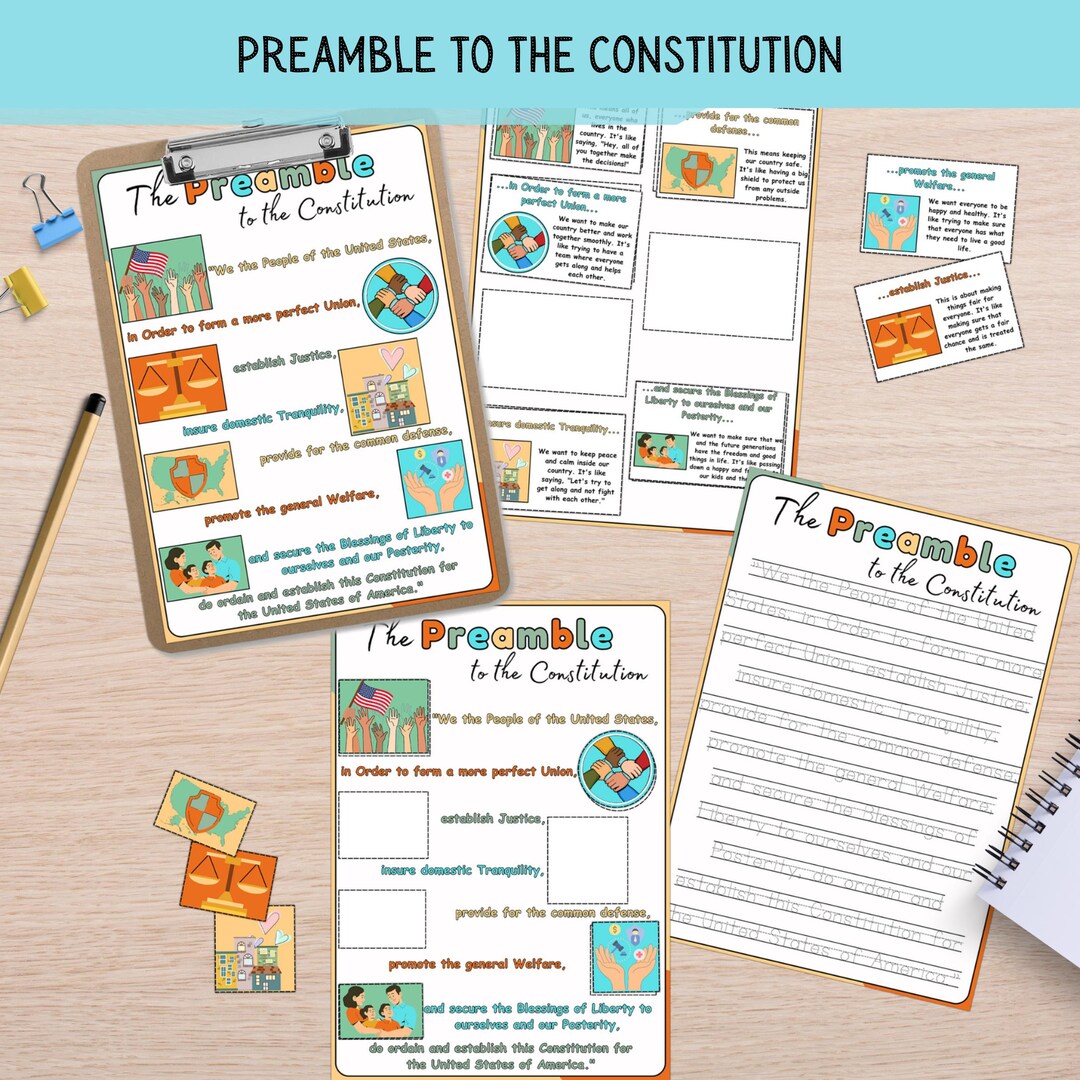 Constitution Preamble Kids Activity: Homeschool Civics Lesson (PDF ...