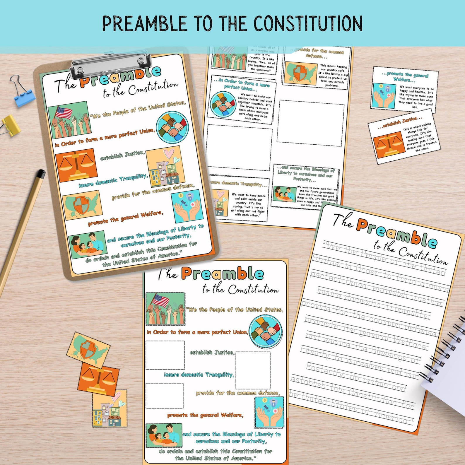 Constitution Preamble Kids Activity: Homeschool Civics Lesson (PDF ...