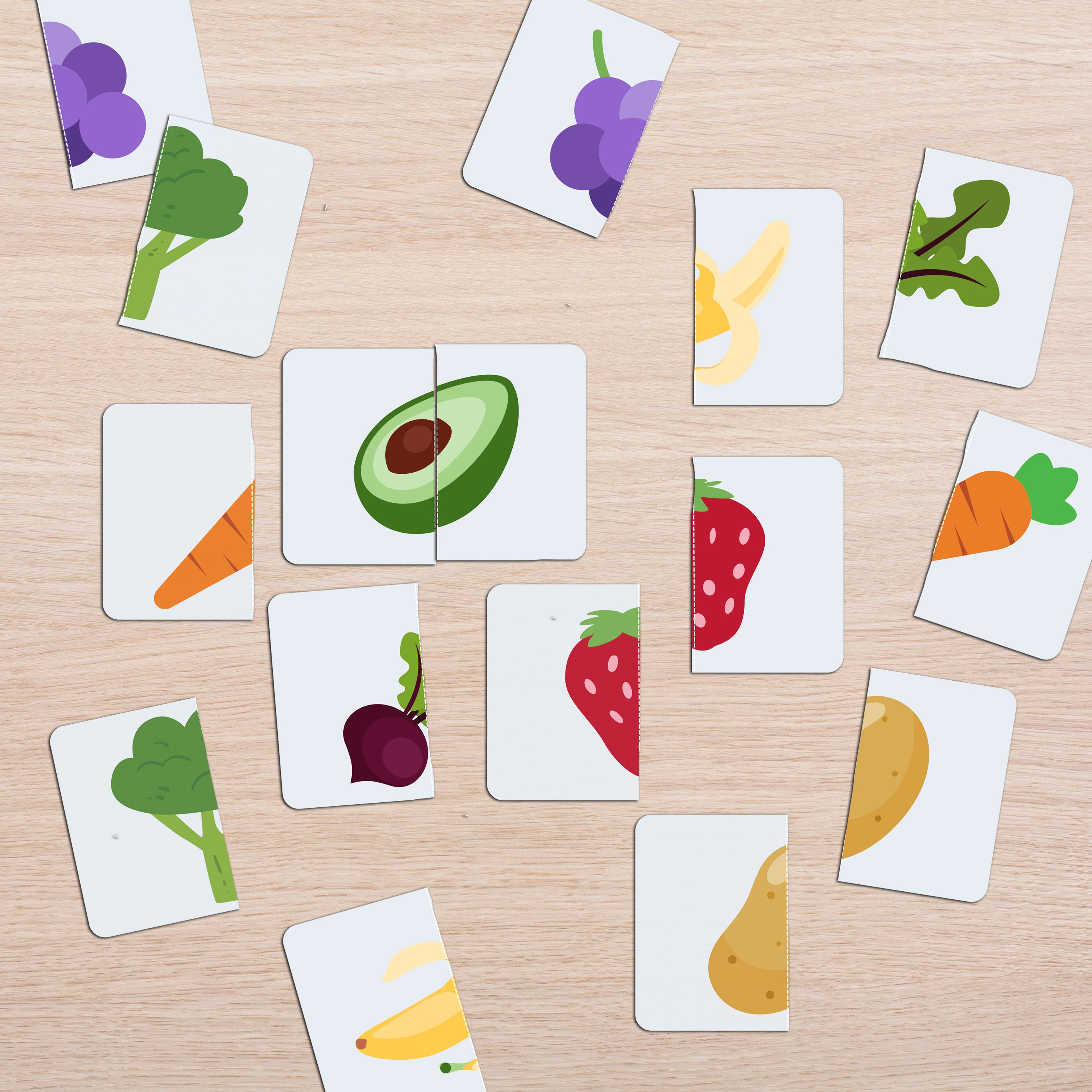 Fruits and Vegetables Flashcards & Sorting Activity, Toddler Matching ...