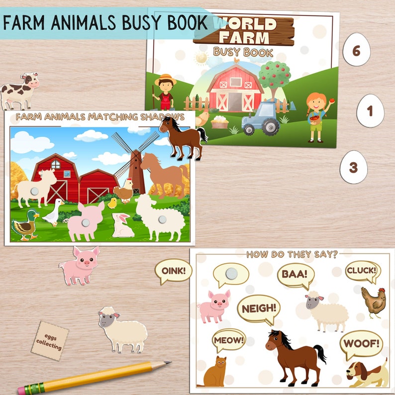 Farm Animals Busy Book, Farm Life Learning Binder, Toddler Animal ...