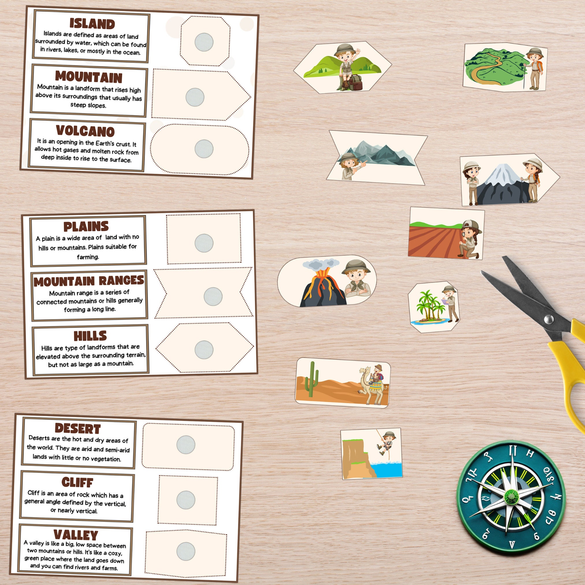 Landforms Kids Printable Activity Lesson, Geography Busy Pages Types of ...