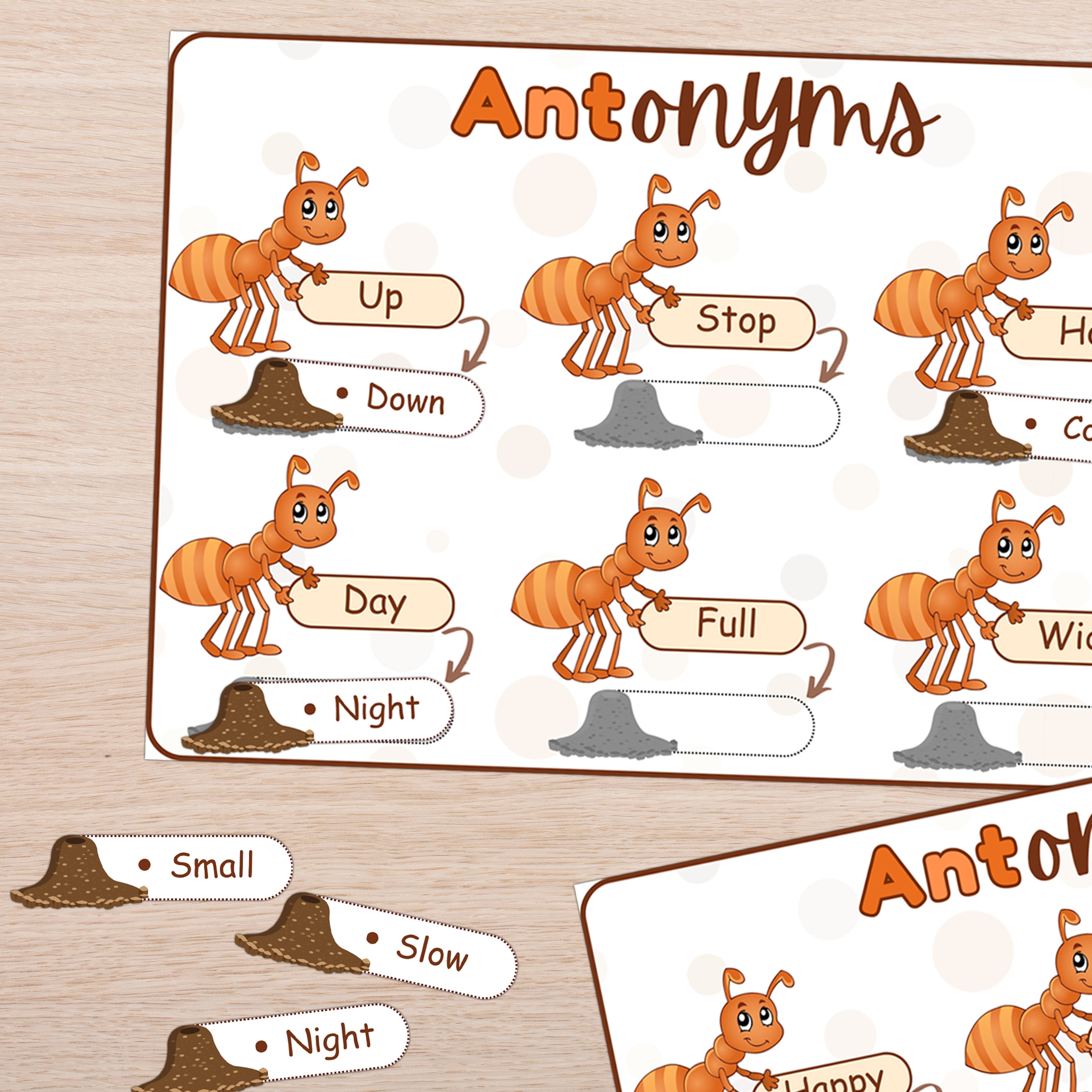 Antonyms Activity Printable Lesson for Kids, Learning English, Word ...