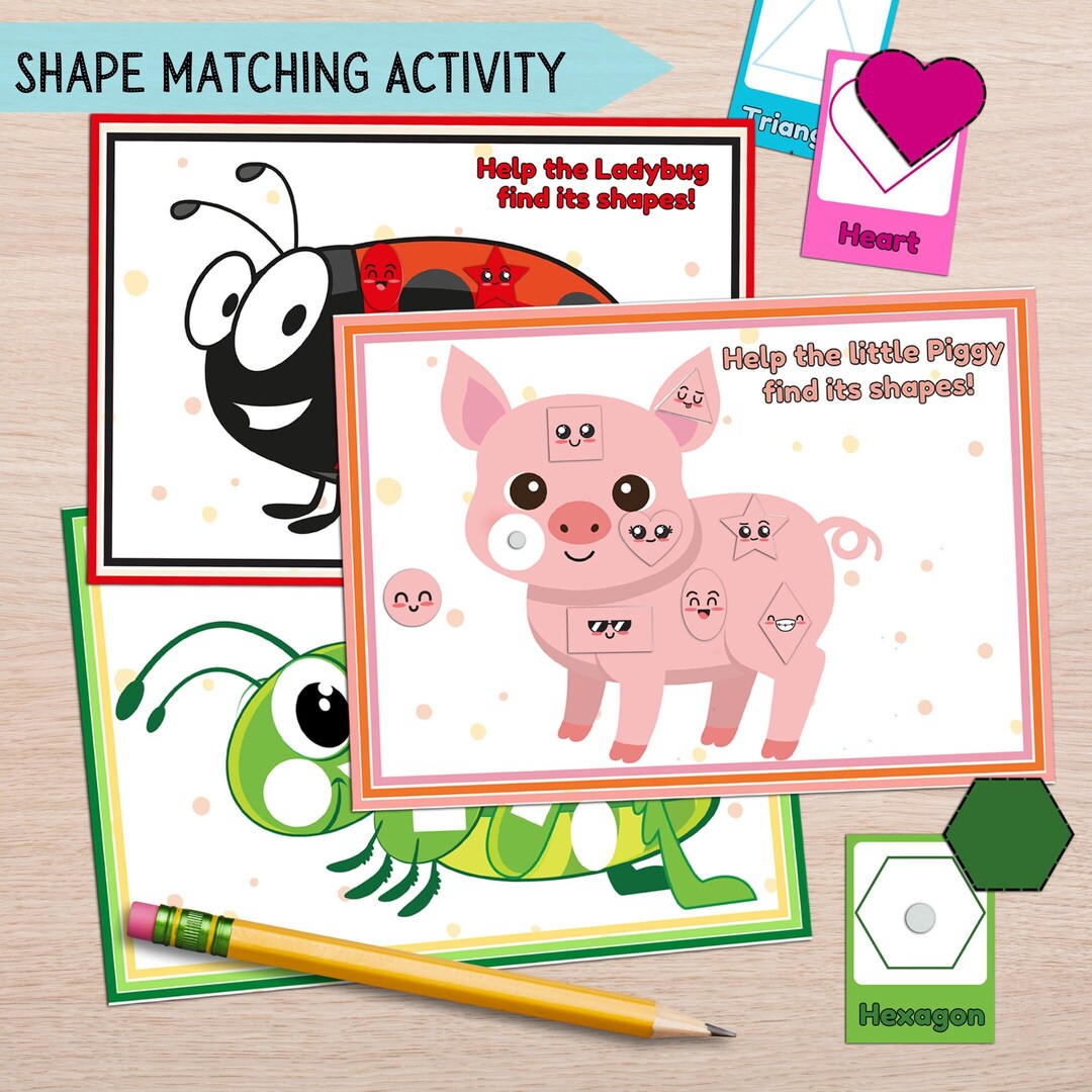 Shape Matching Activity & Flashcards for Kids/ Toddlers, Learning ...