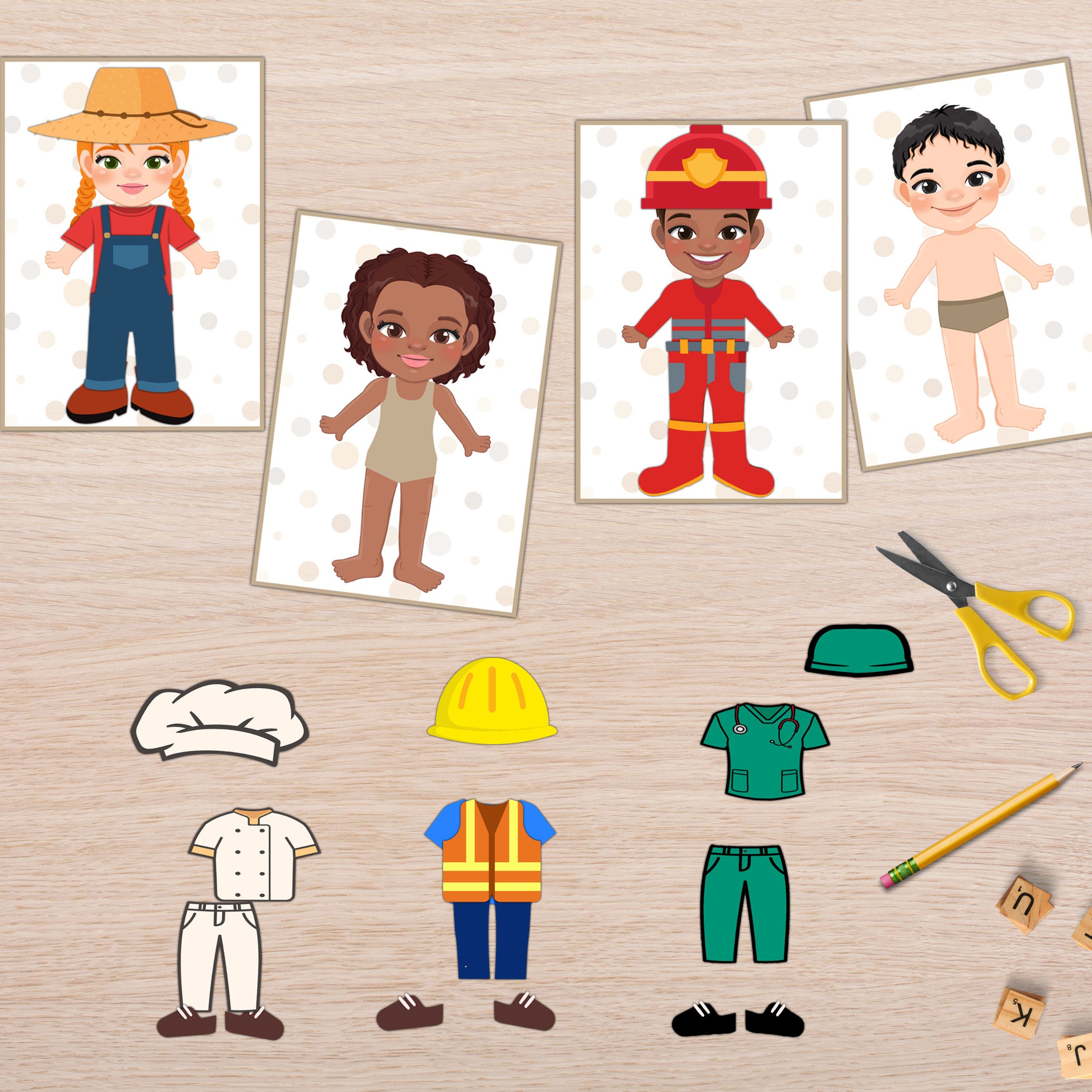 Community Helpers Learning Binder, Dress up and Matching Game ...