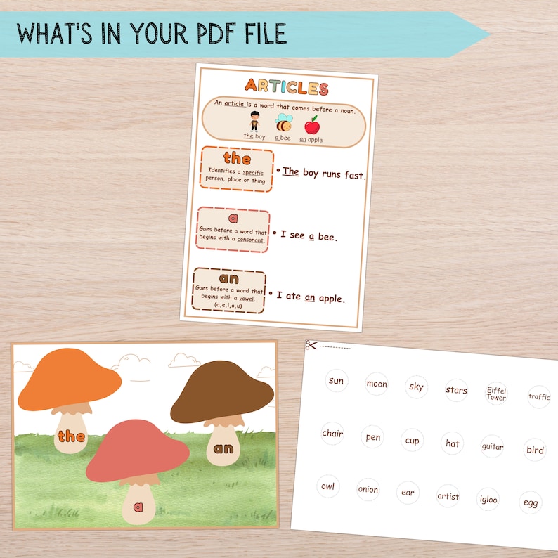 Articles A an the Kids Activity, Early English Language Grammar, Pre-k ...