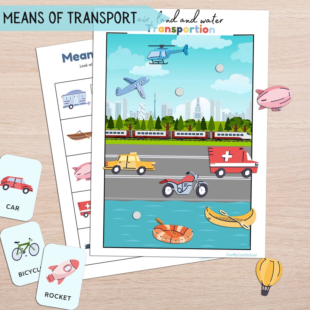 Means of Transportation Worksheets, Vehicles Flashcards, Transport Busy ...