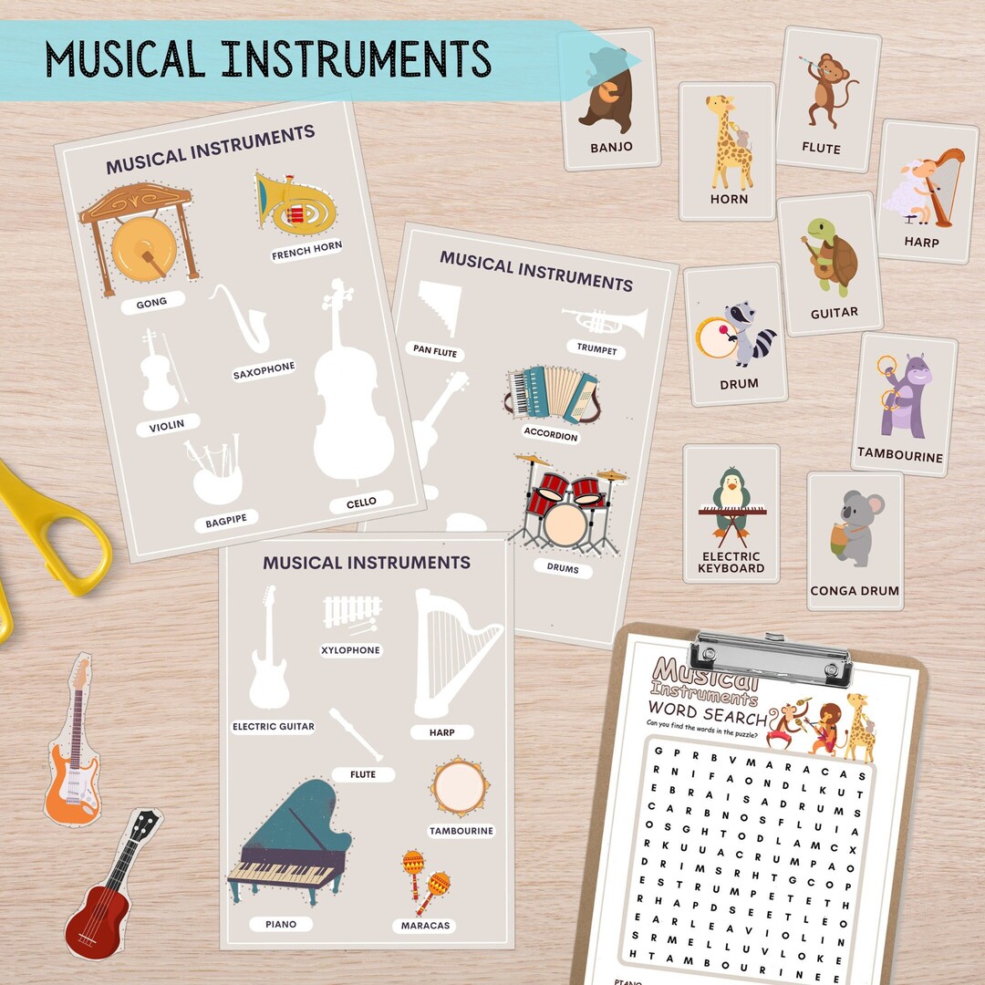 Music Instruments Activity Lesson & Flashcards Montessori Kids ...