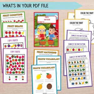 Fruits Printable Busy Book, Coloring Pages & Learning Binder for Kids ...