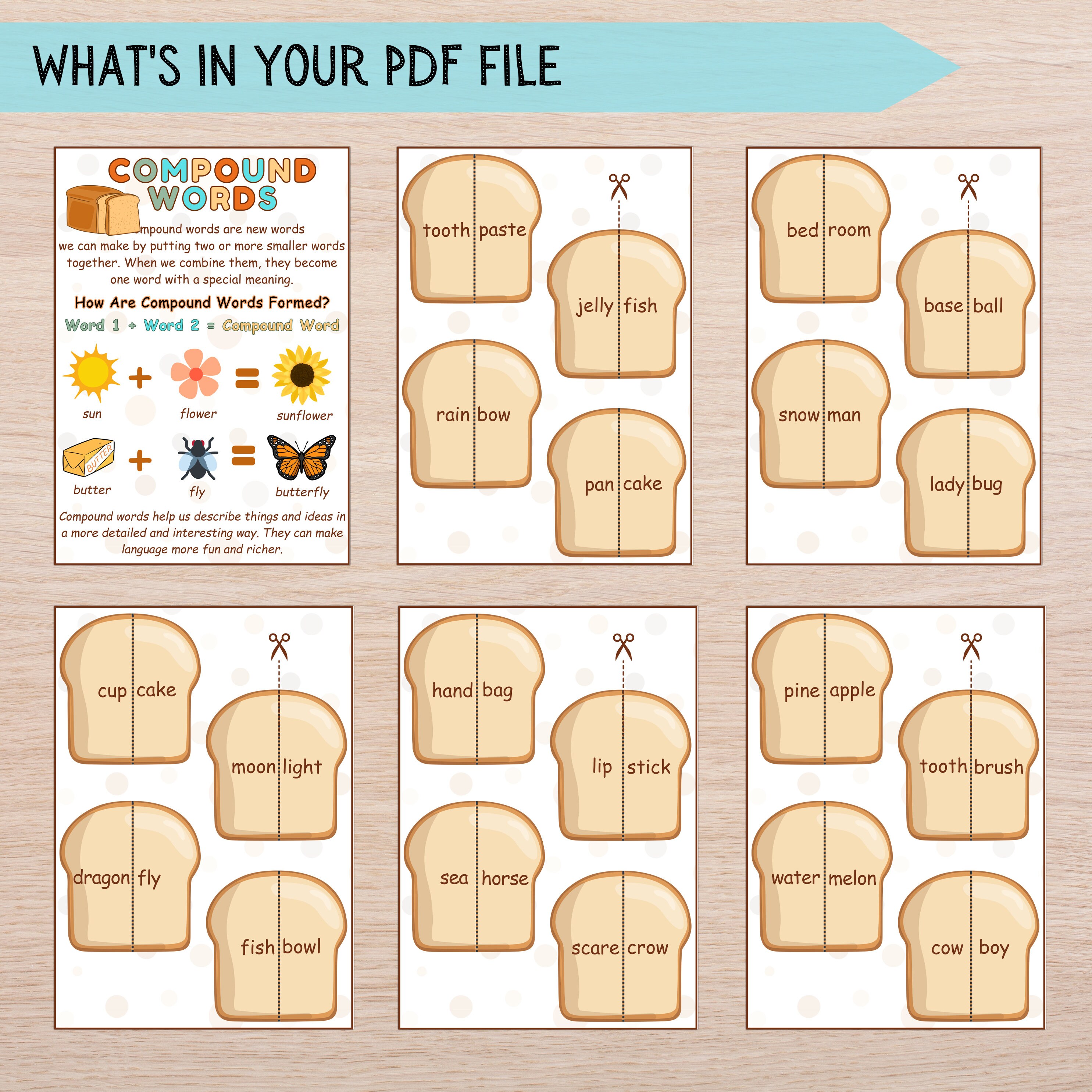 Compound Words Activity Lesson for Kids Early Grammar - Etsy