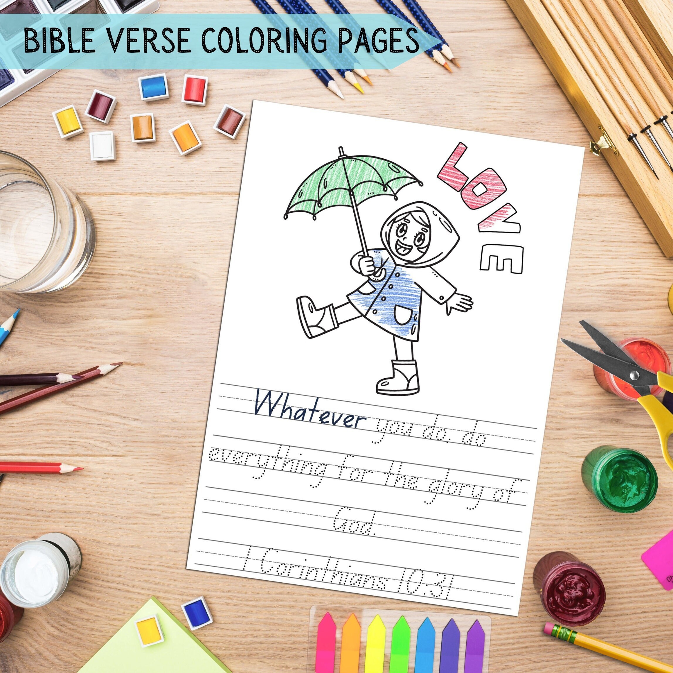 Bible Verse Tracing and Coloring Worksheets, Printable Kids Bible Verse ...