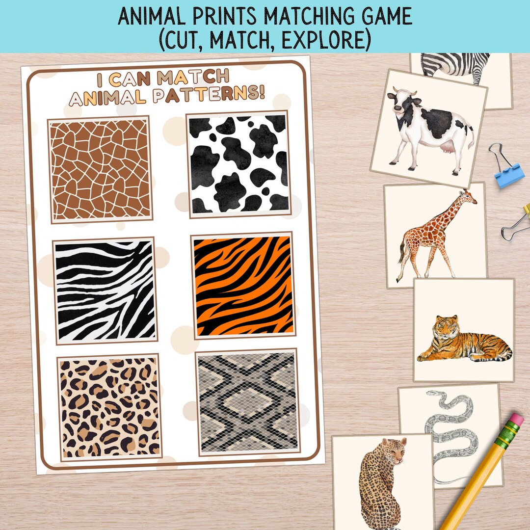 Animal Pattern Matching Game: Toddler Busy Book Activity (PDF Download ...