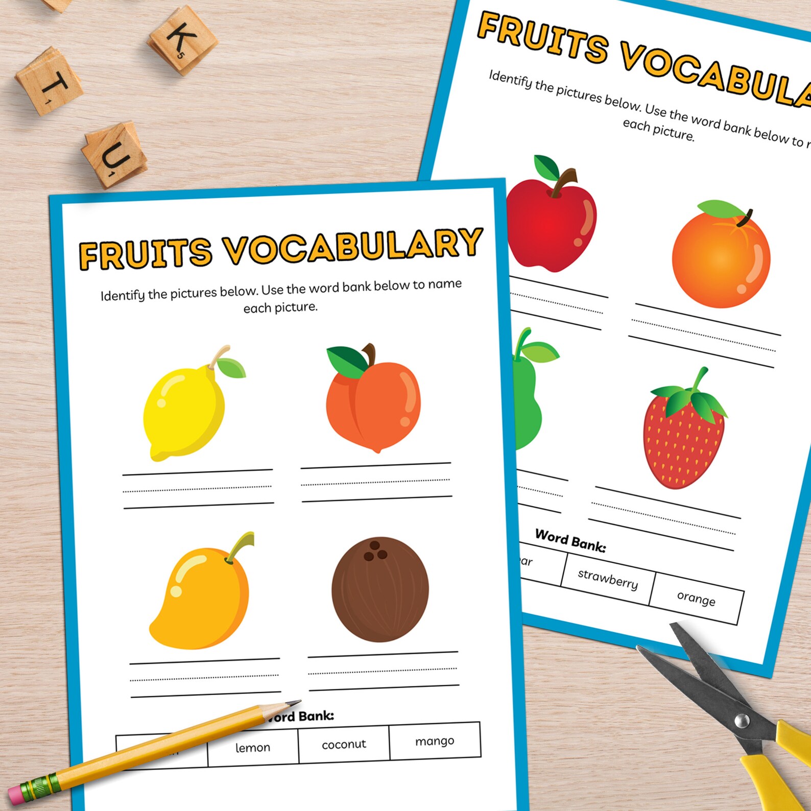 Fruits Printable Busy Book, Coloring Pages & Learning Binder for Kids, Fruits Math Preschool ...