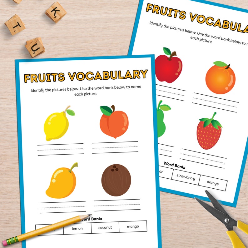 Fruits Printable Busy Book, Coloring Pages & Learning Binder for Kids ...