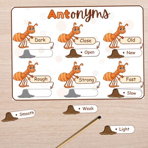 Antonyms Activity Printable Lesson for Kids, Learning English, Word ...