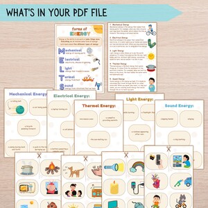Forms of Energy Sorting Activity, Science Lesson for Kids, Montessori ...