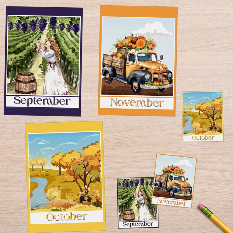 Months of the Year Flash Cards and Posters, Four Seasons Printable ...