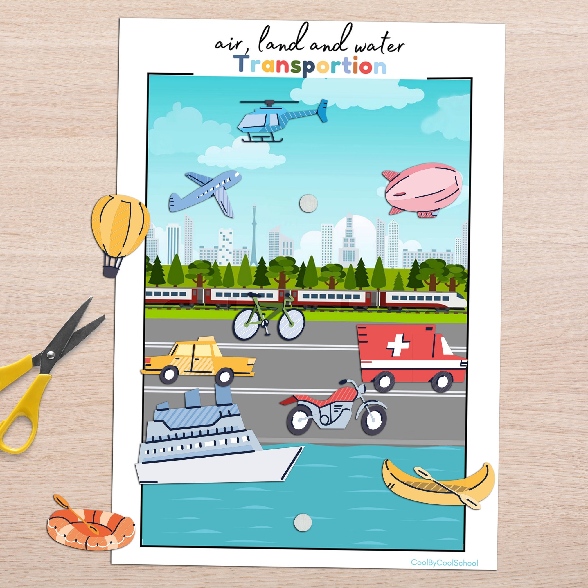 Means of Transportation Worksheets, Vehicles Flashcards, Transport Busy ...