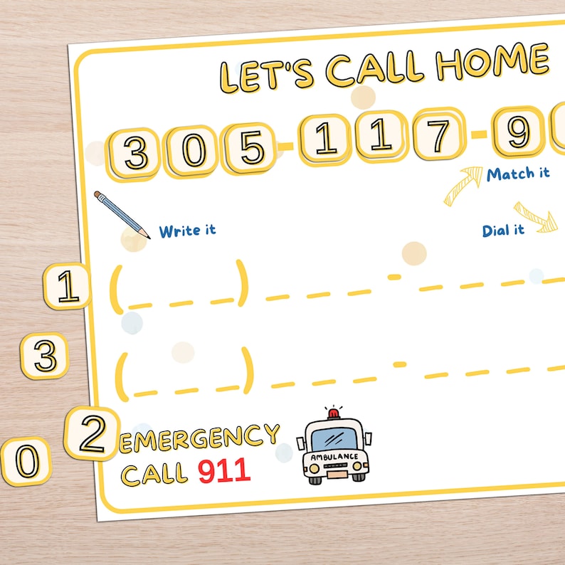Life Skill Activity, Phone Number and Address Learning for Kids ...