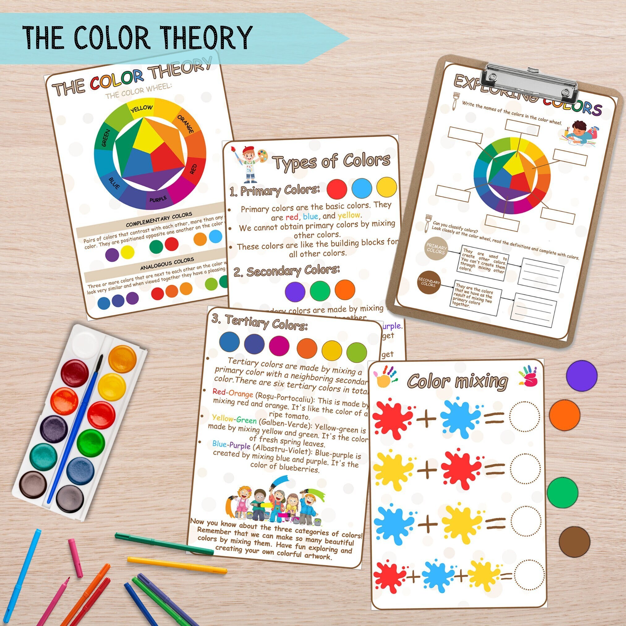 Color Theory Kids Bundle Printable Lesson, Color Wheel Primary ...