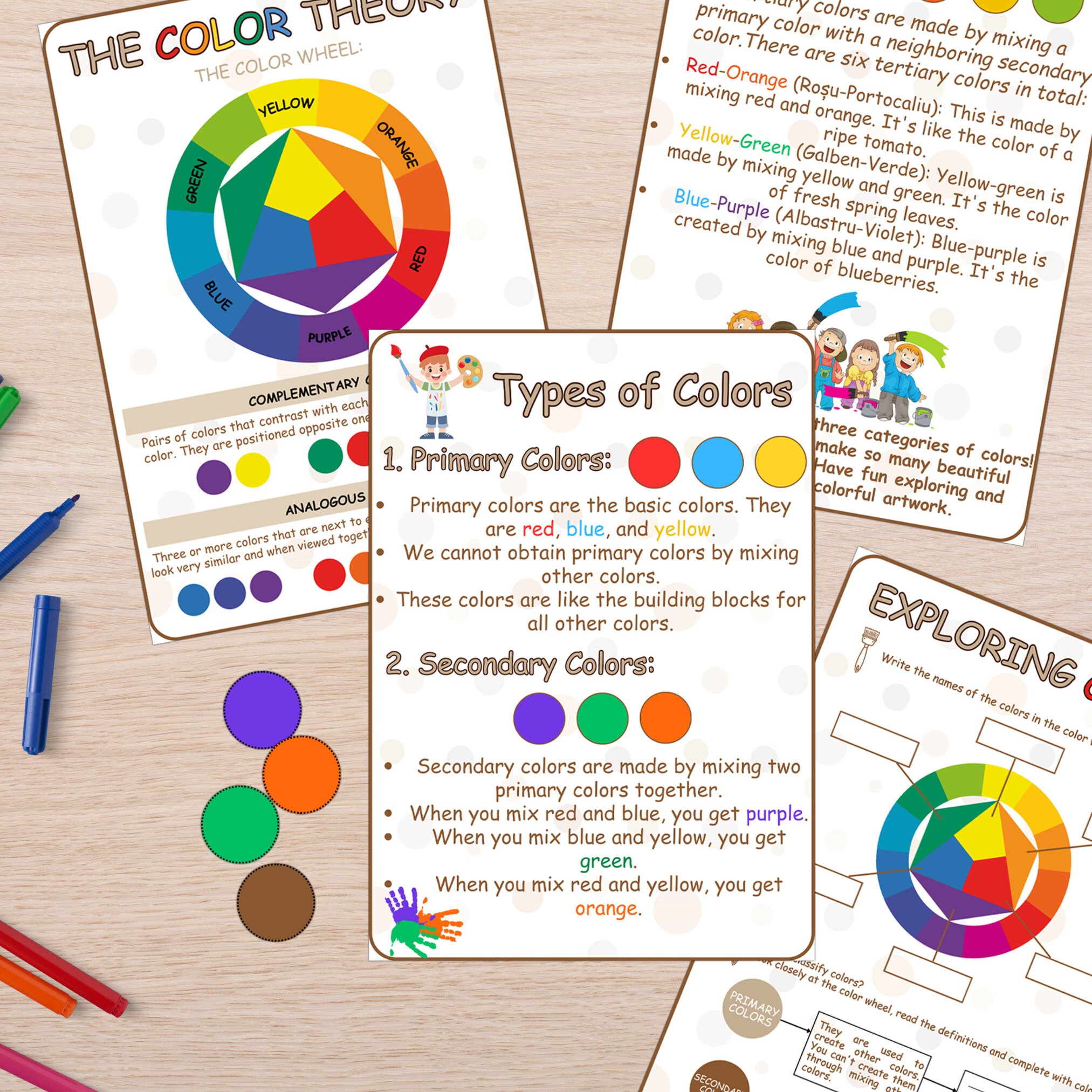 Color Theory Kids Bundle Printable Lesson, Color Wheel Primary ...