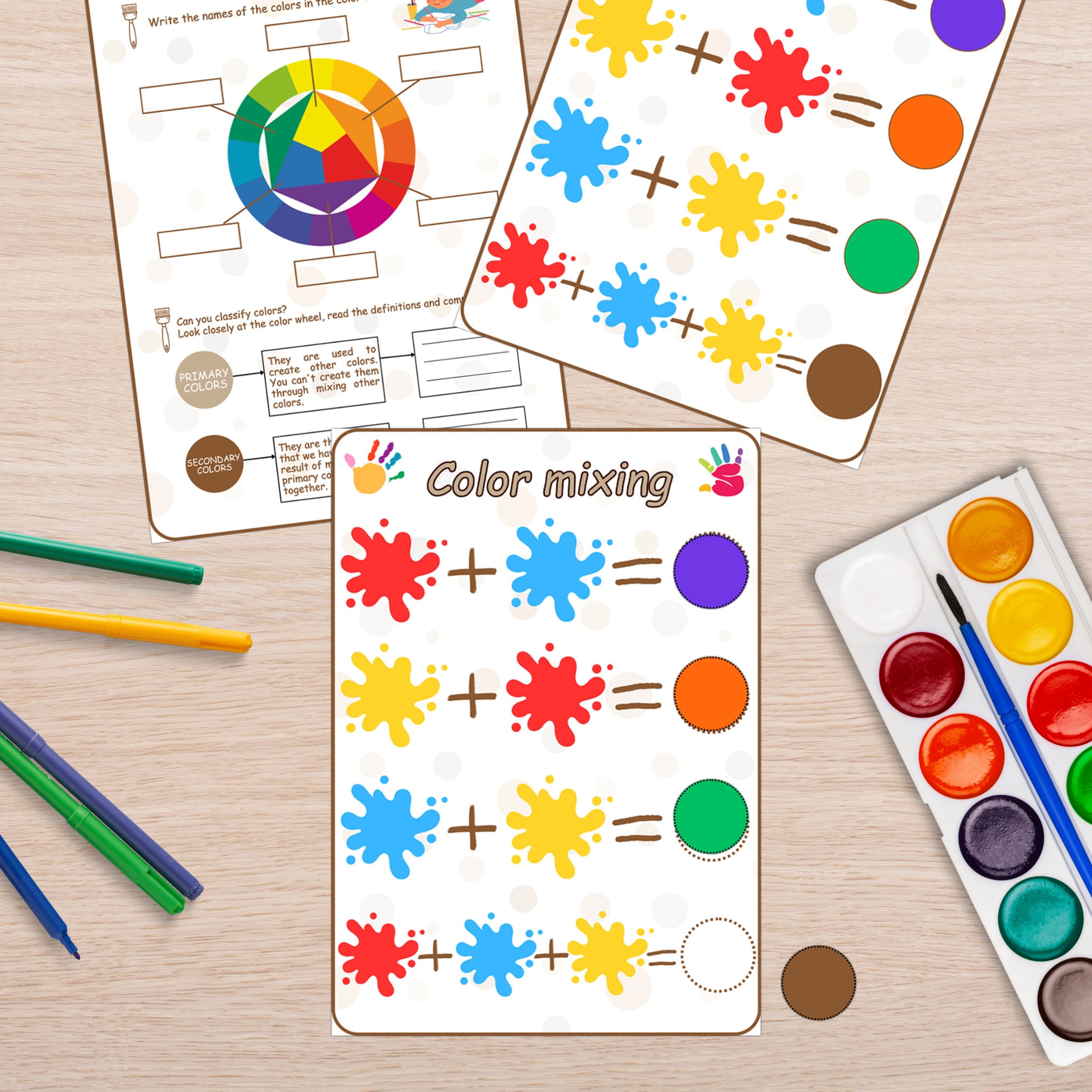 Color Theory Kids Bundle Printable Lesson, Color Wheel Primary ...