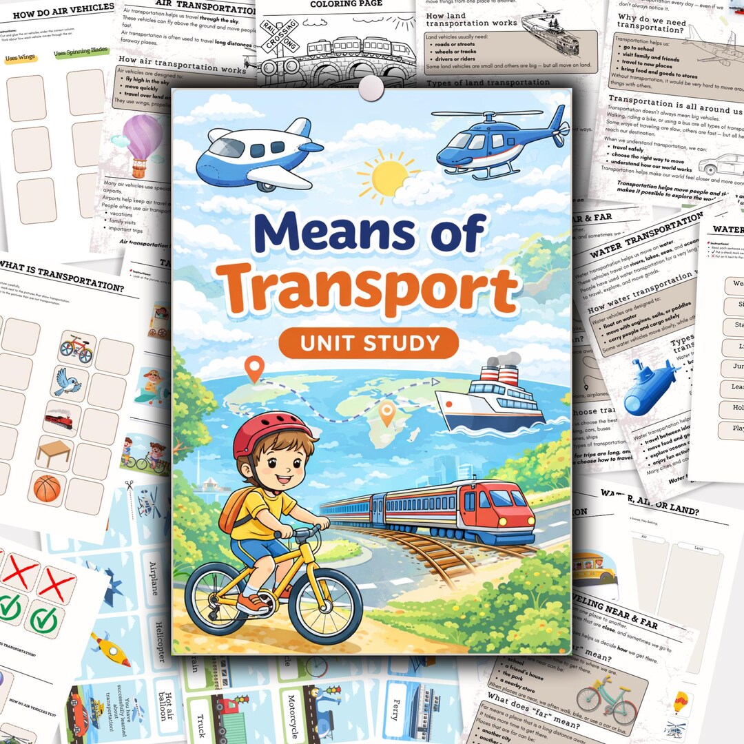 Means of Transport Unit Study for Kids | Land Air Water Transportation ...
