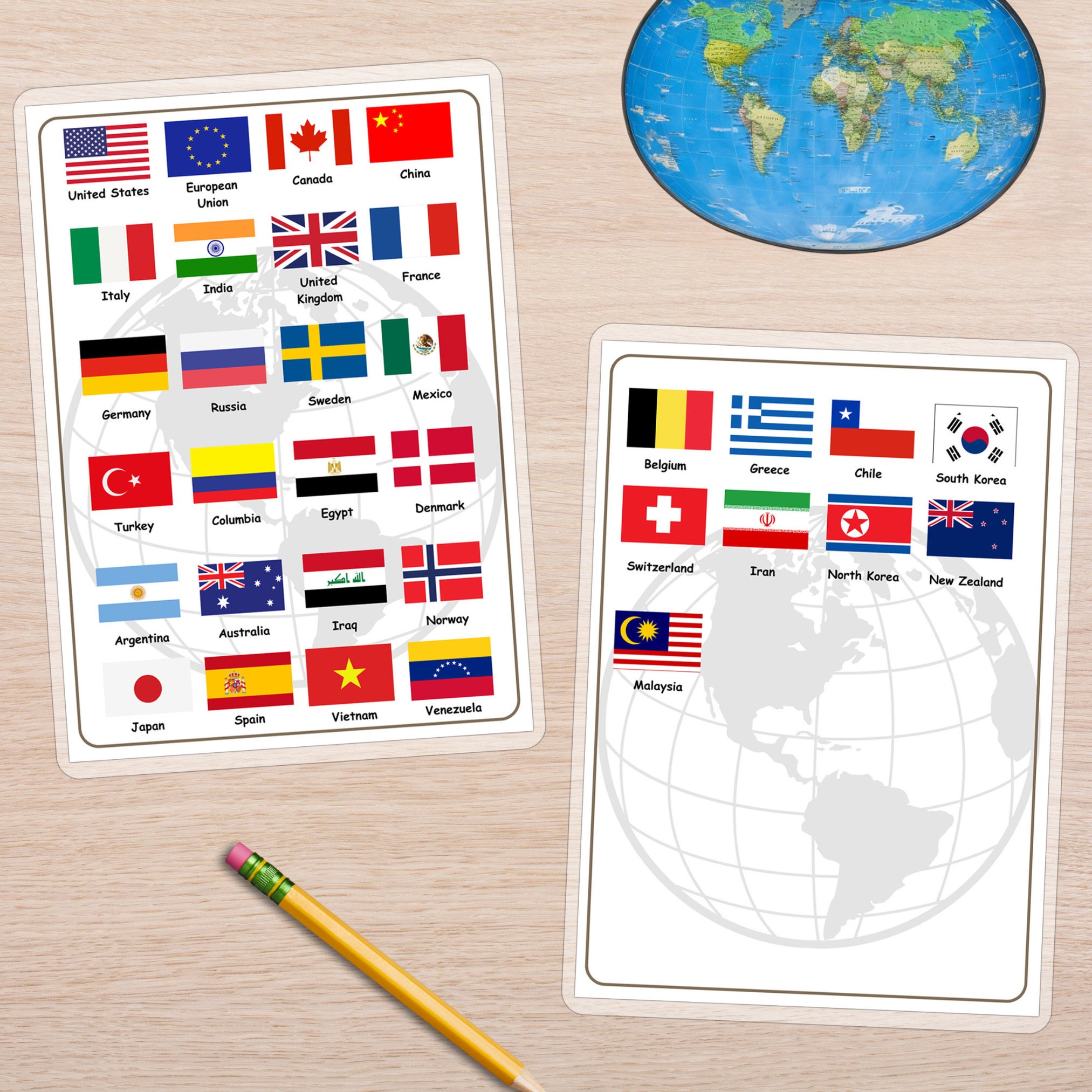Flags of the World Learning Activity Kids Geography for Kid - Etsy