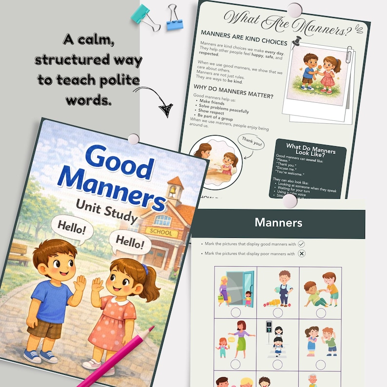 Good Manners Unit Study for Kids Printable | Social Skills Activities ...