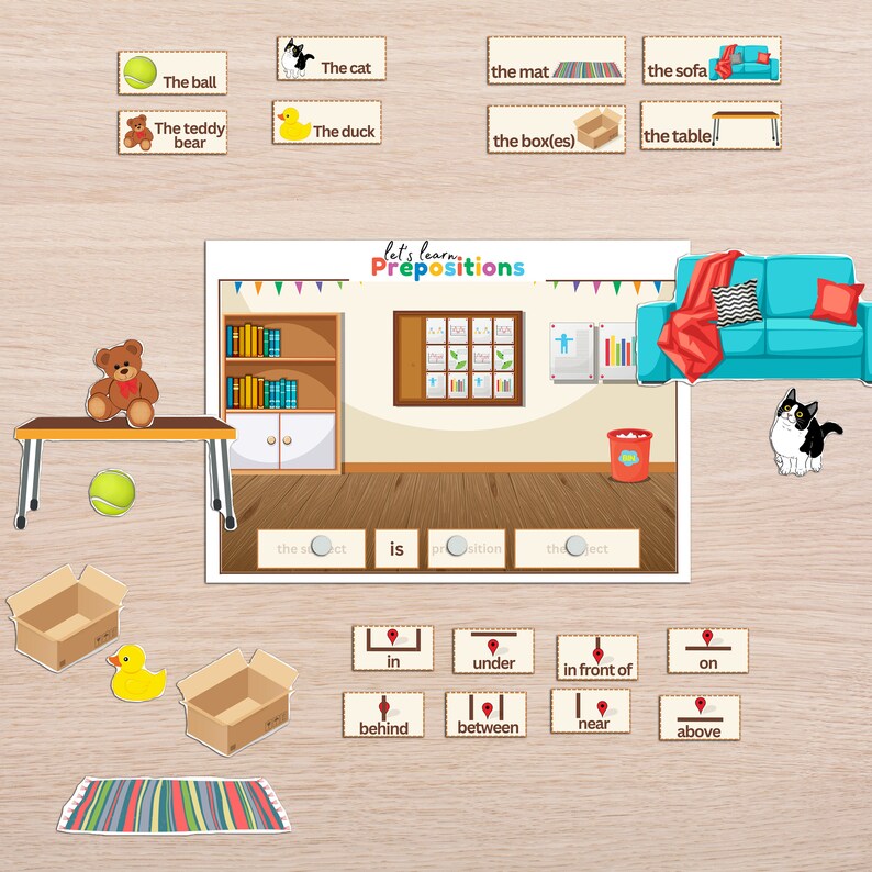 Interactive Preposition Activity Prepositions Flashcards - Etsy