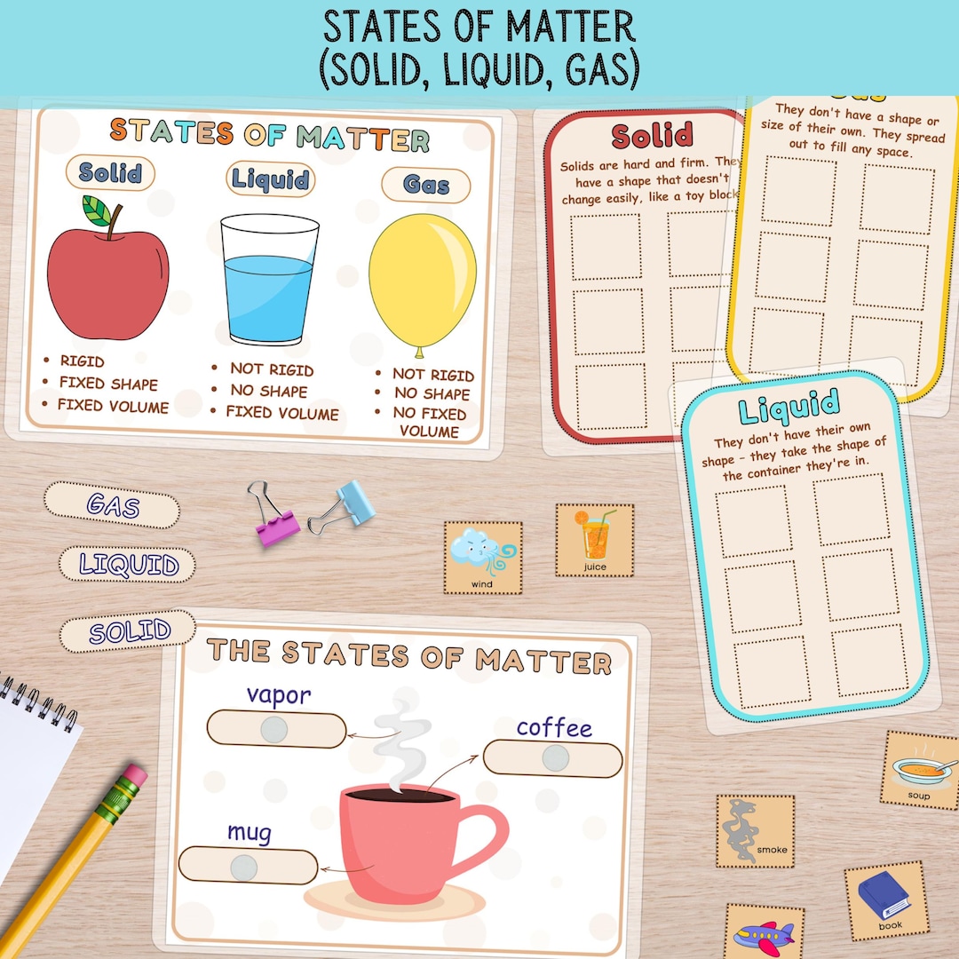 States of Matter Kids Activity: Solid, Liquid, Gas - Early Science (PDF ...