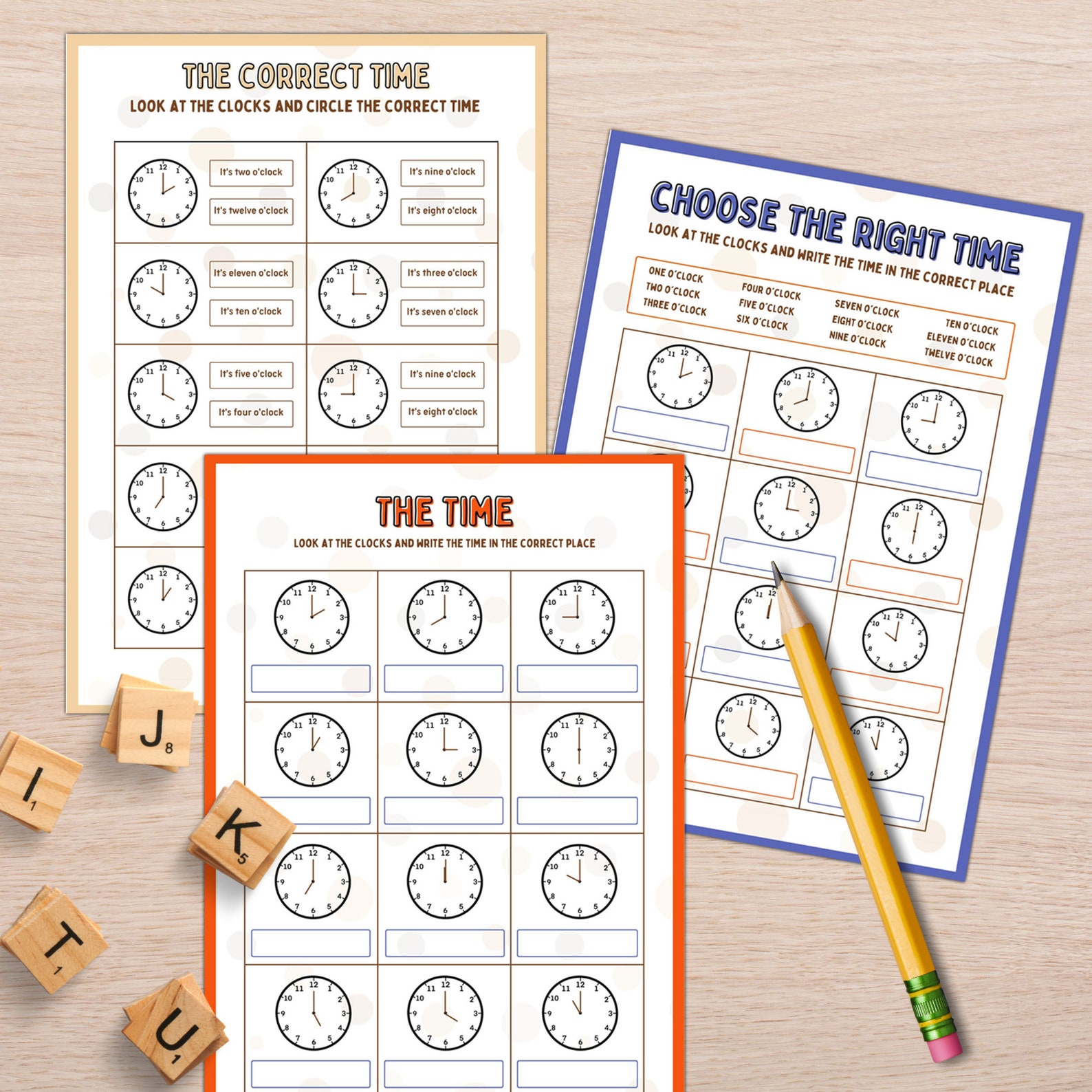 Learn to Tell Time Activity, Flashcards and Worksheets for Kids, Life ...