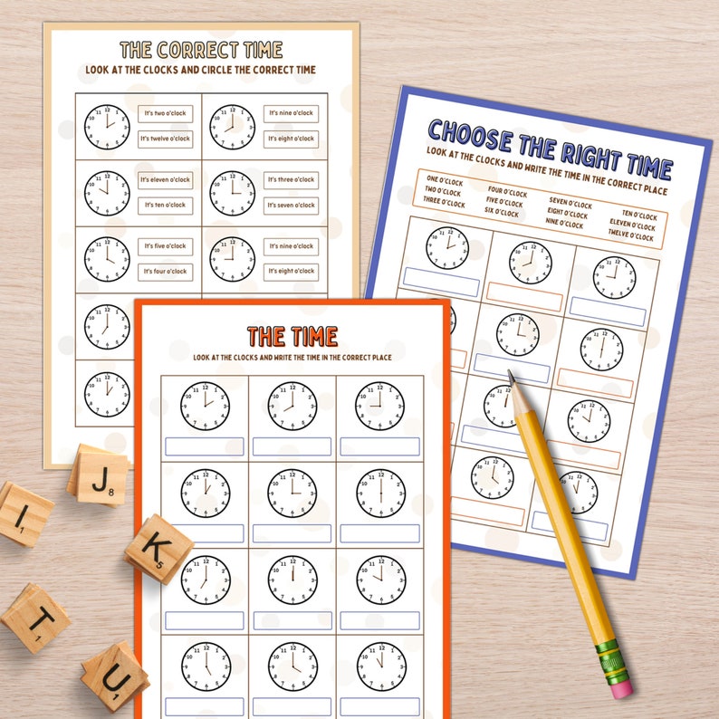 Learn to Tell Time Activity, Flashcards and Worksheets for Kids, Life ...