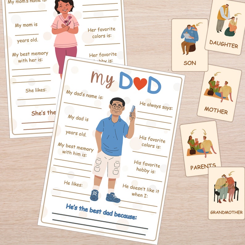 Family Activity Lesson: Flash Cards, Draw My Family (PDF Download A4 ...