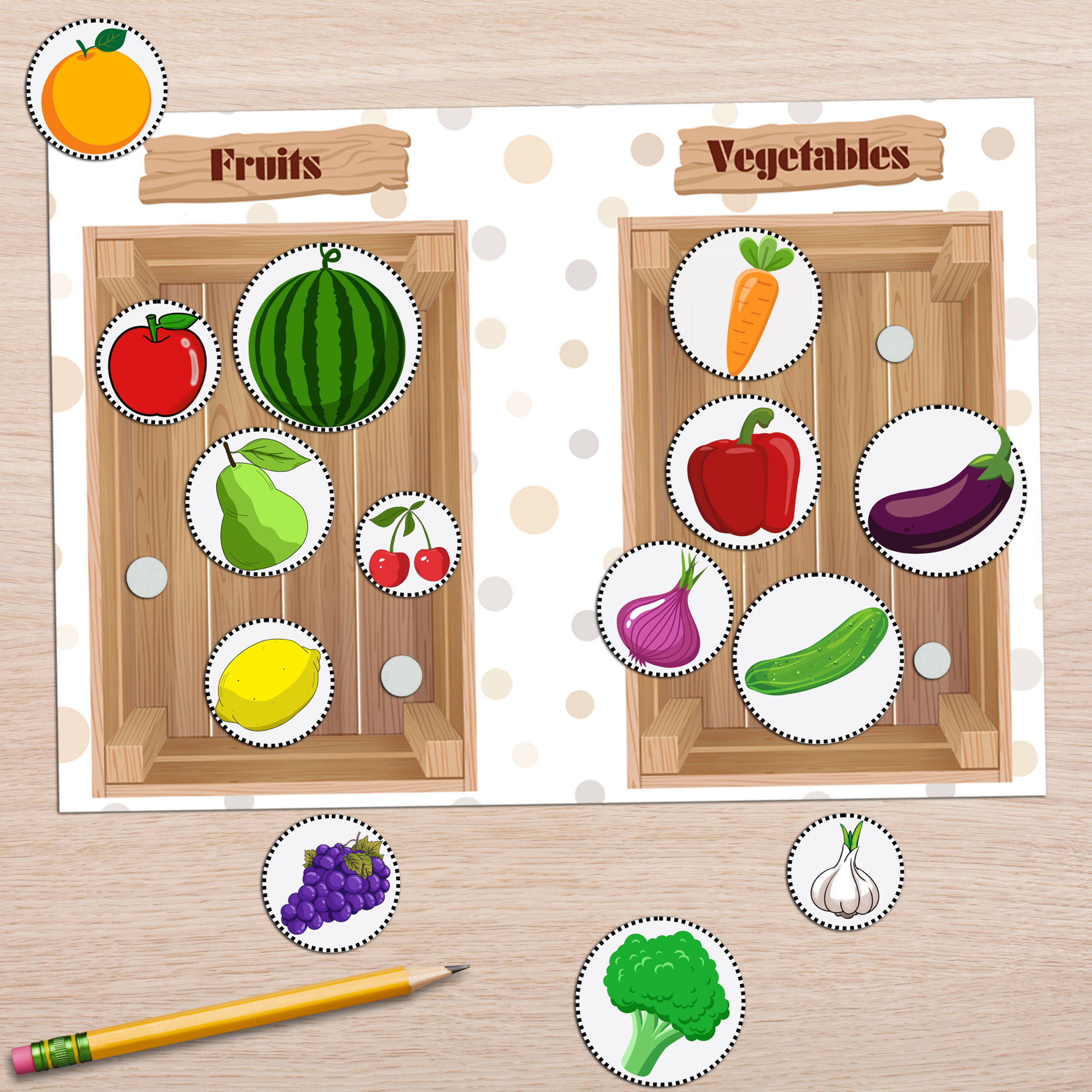 Fruits and Vegetables Flashcards & Sorting Activity, Toddler Matching ...