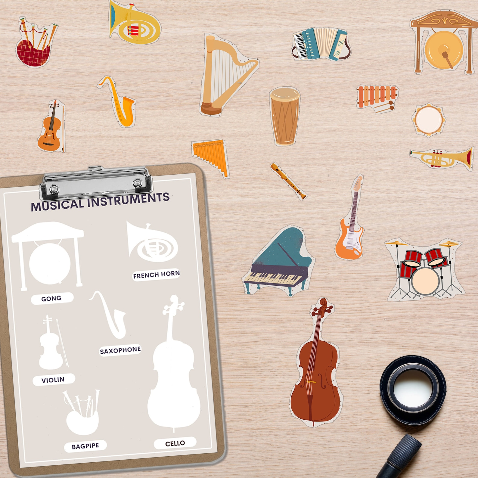 Music Instruments Activity Lesson & Flashcards Montessori Kids ...